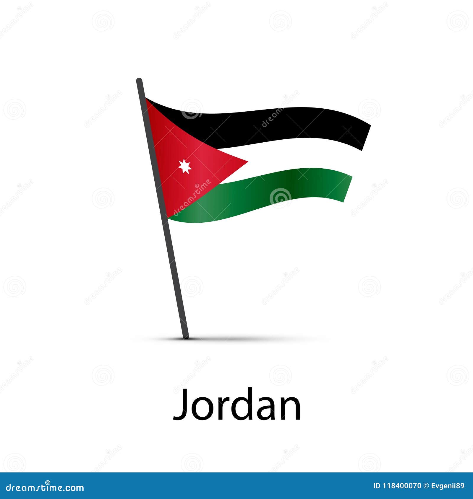 Jordan Flag on Pole, Infographic Element on White Stock Vector ...