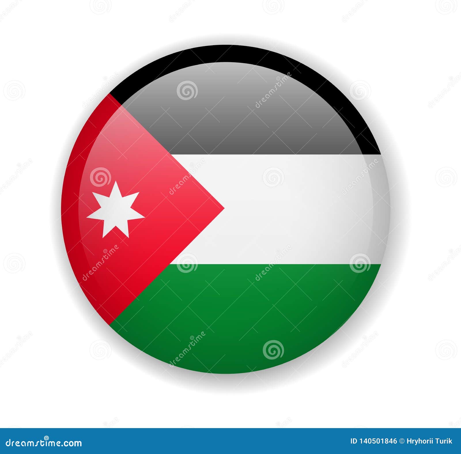 Jordan Flag Round Bright Icon on a White Background Stock Illustration ...