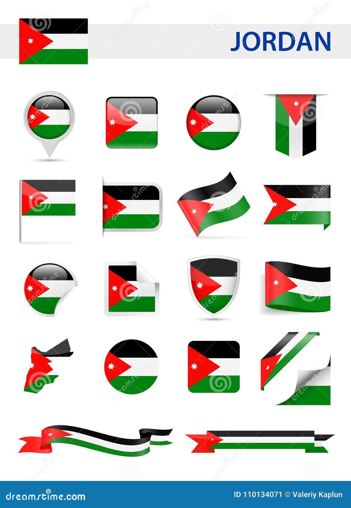 Jordan Flag Vector Set stock illustration. Illustration of flag - 110134071