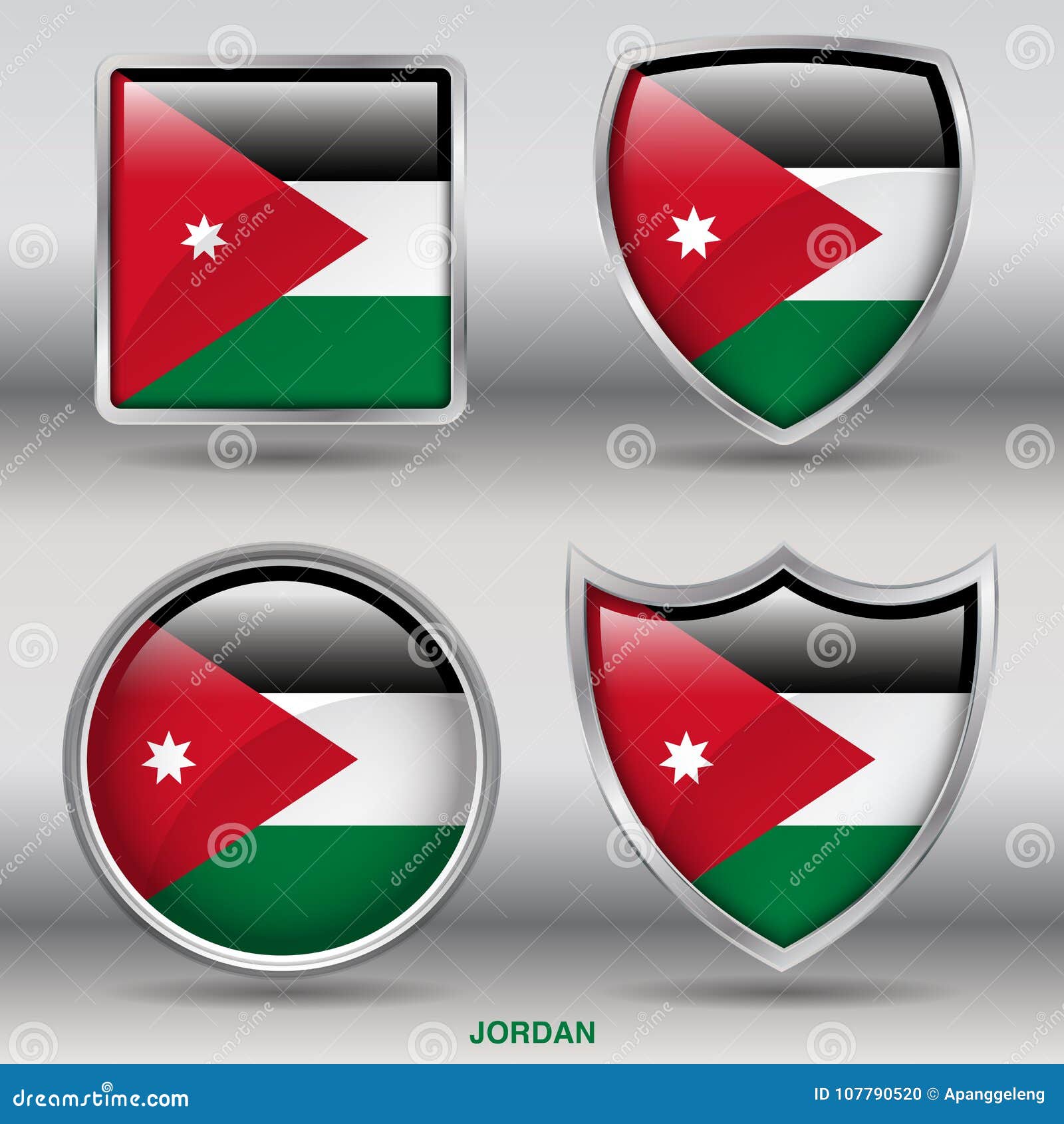 Jordan Flag in 4 Shapes Collection with Clipping Path Stock Vector ...