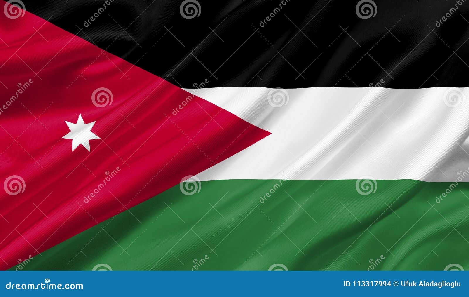 Jordan Flag Waving with the Wind, 3D Illustration. Stock Illustration ...