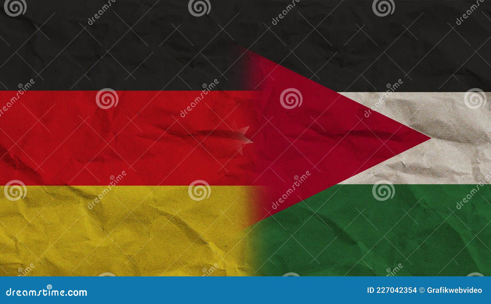 Jordan and Germany Flags Together, Crumpled Paper Effect 3D ...