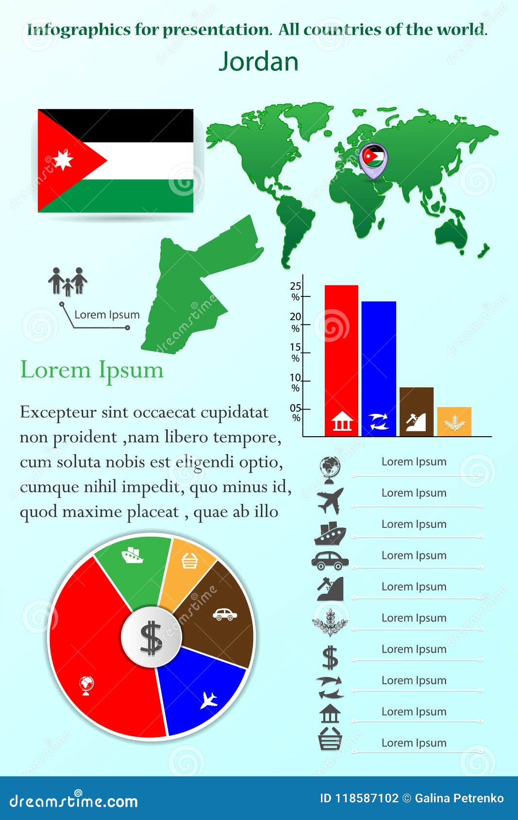 Jordan. Infographics for Presentation Stock Illustration - Illustration ...
