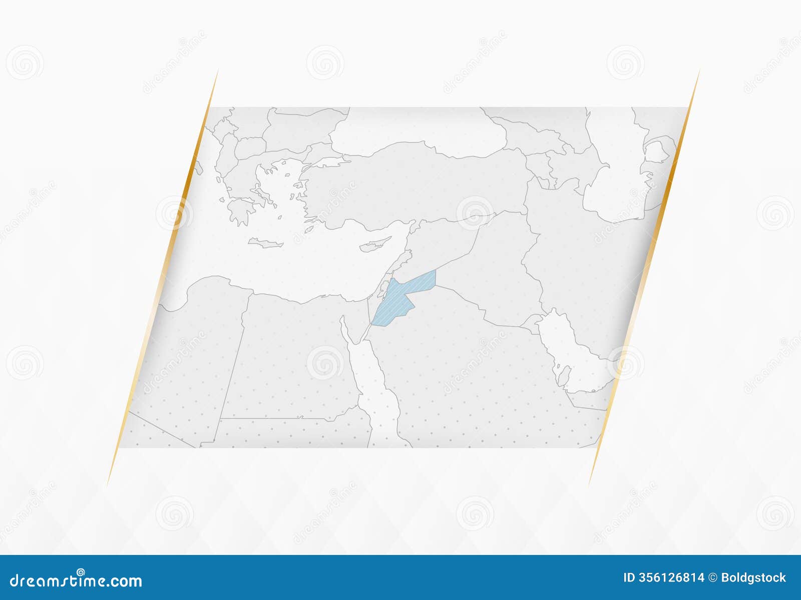 Jordan Map in Blue with Gold Framed Accents. Modern Vector Map of ...