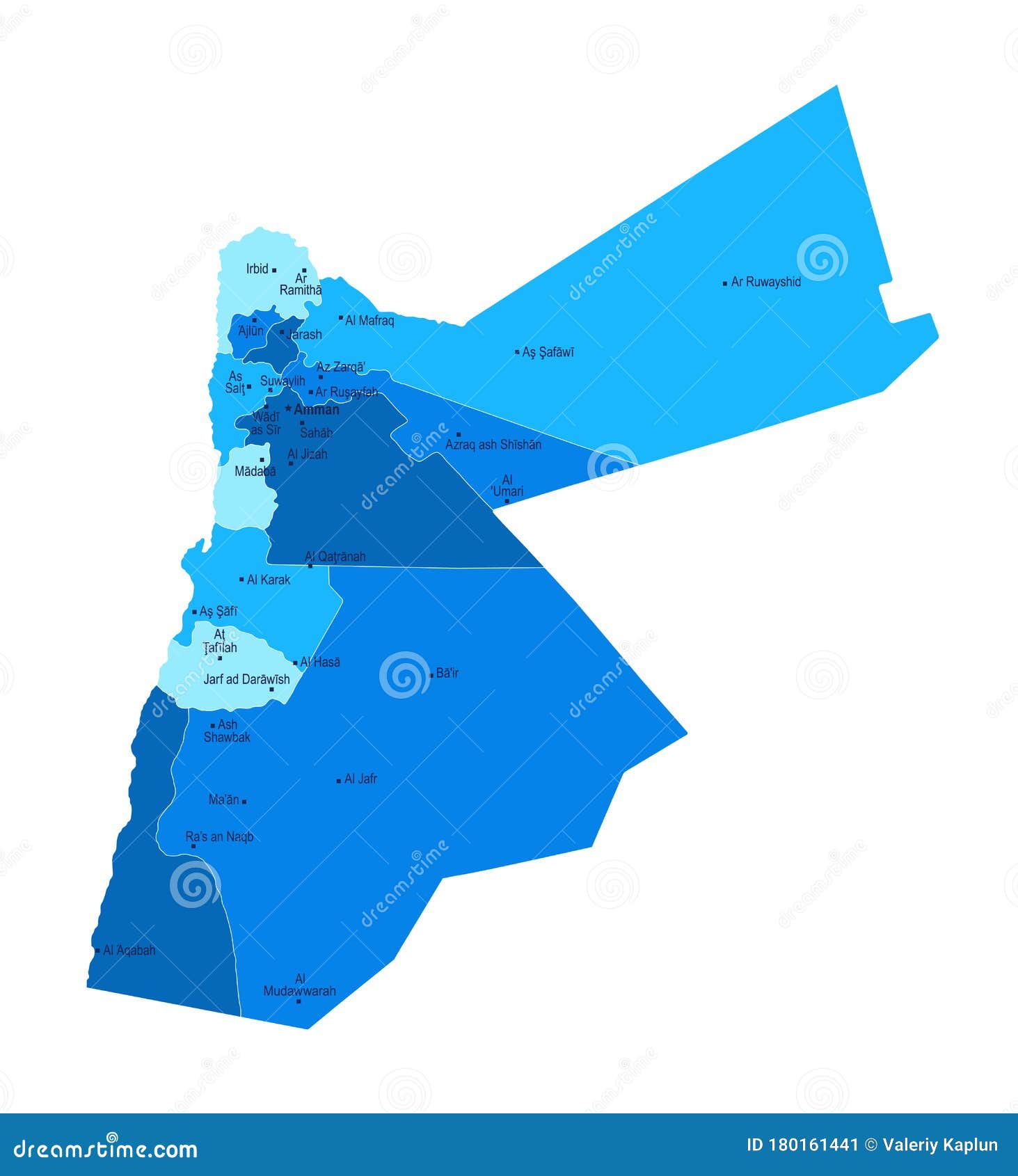 Jordan Map. Cities, Regions. Vector Stock Illustration - Illustration ...