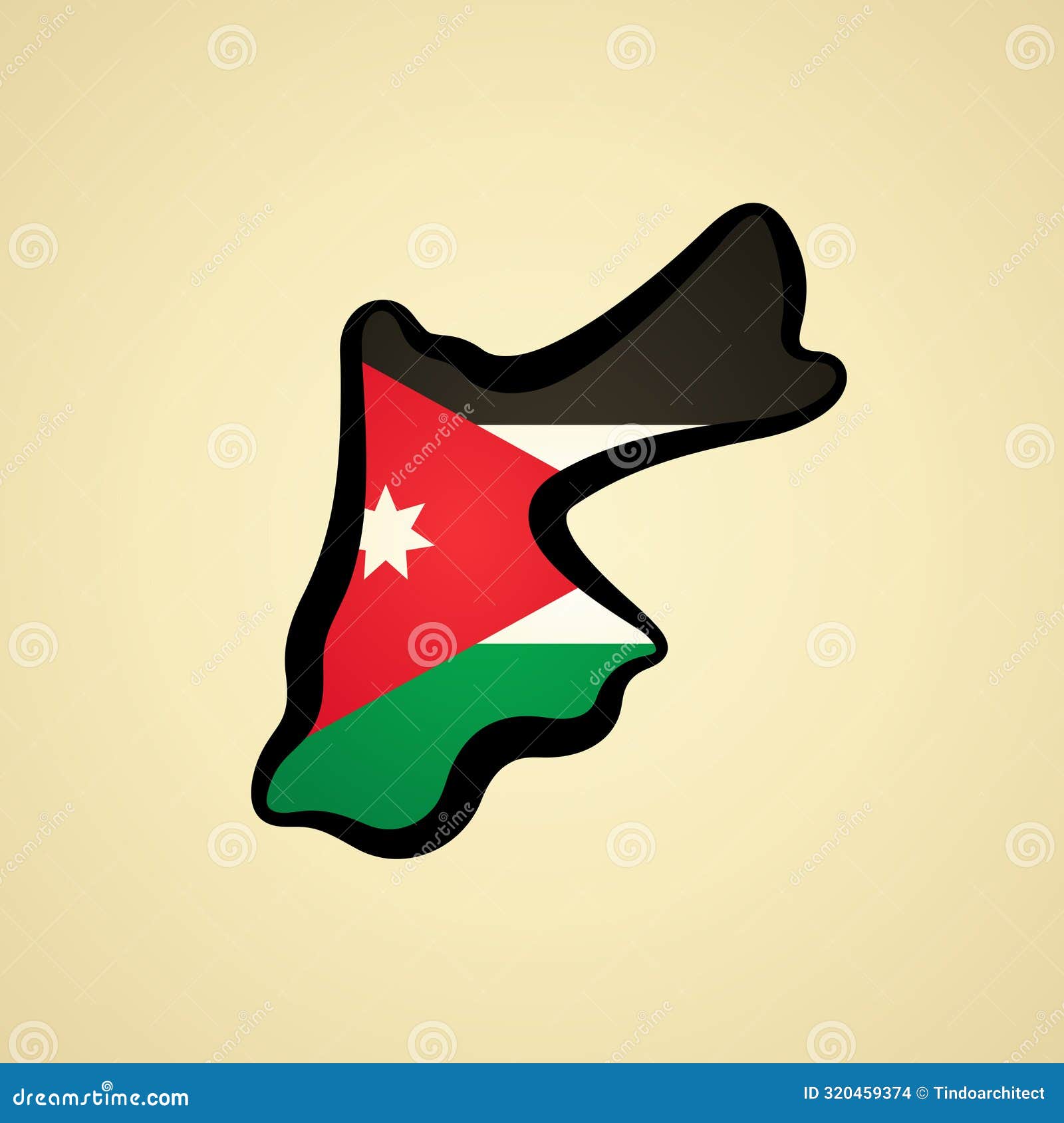 Jordan - Map Colored with Flag Stock Vector - Illustration of vector ...