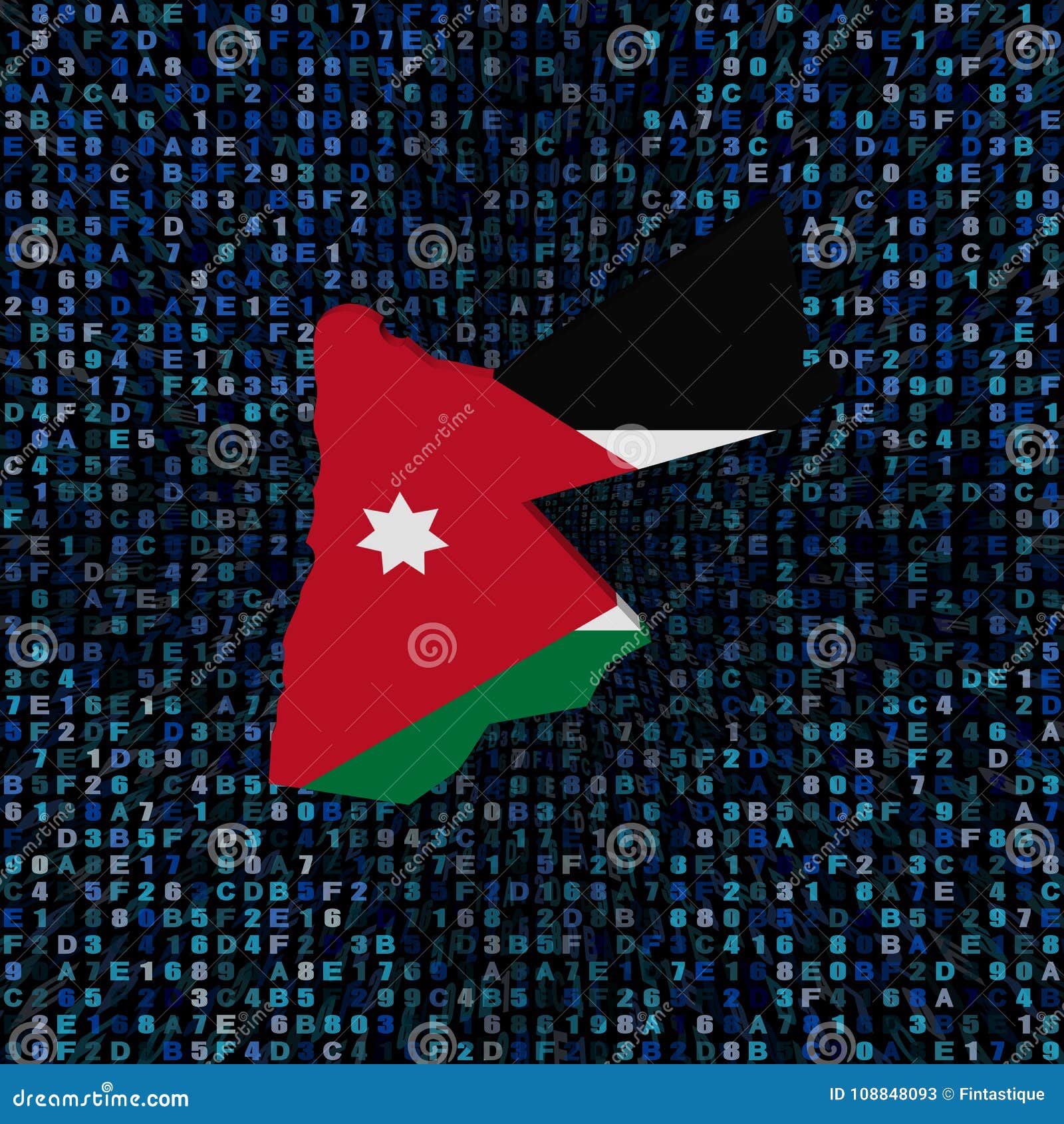 Jordan Map Flag on Hex Code Illustration Stock Illustration ...
