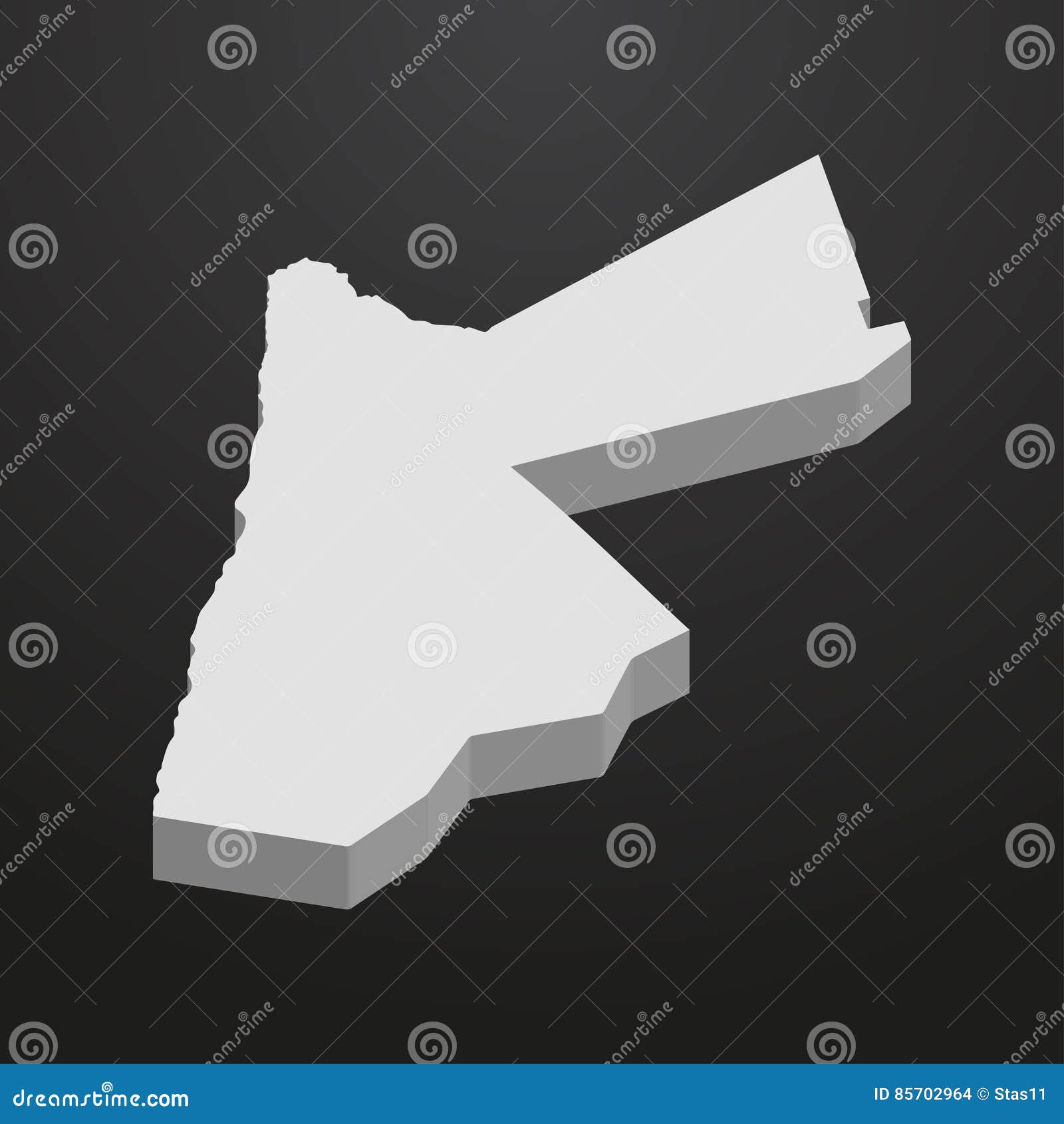 Jordan Map in Gray on a Black Background 3d Stock Illustration ...