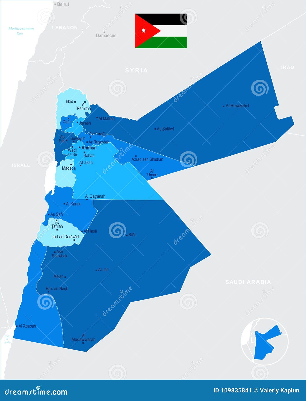 Jordan Map - Info Graphic Vector Illustration Stock Illustration ...