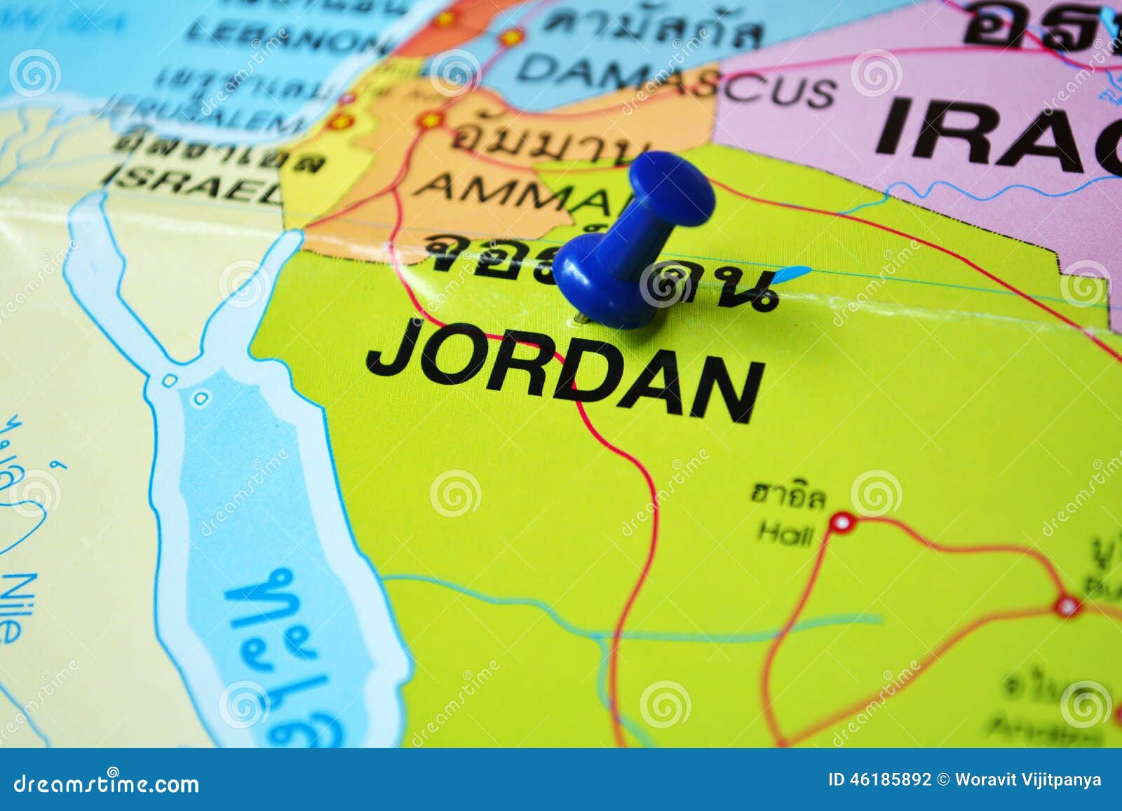 Jordan map stock photo. Image of israel, damascus, arabia - 46185892