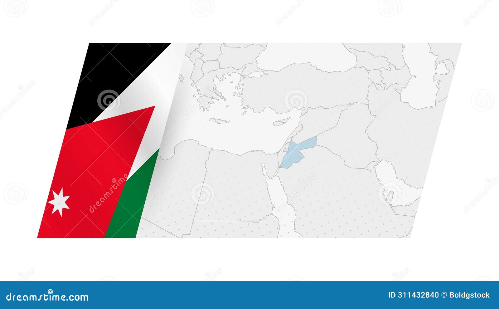 Jordan Blueprint Map Template With Capital City. Cartoon Vector ...