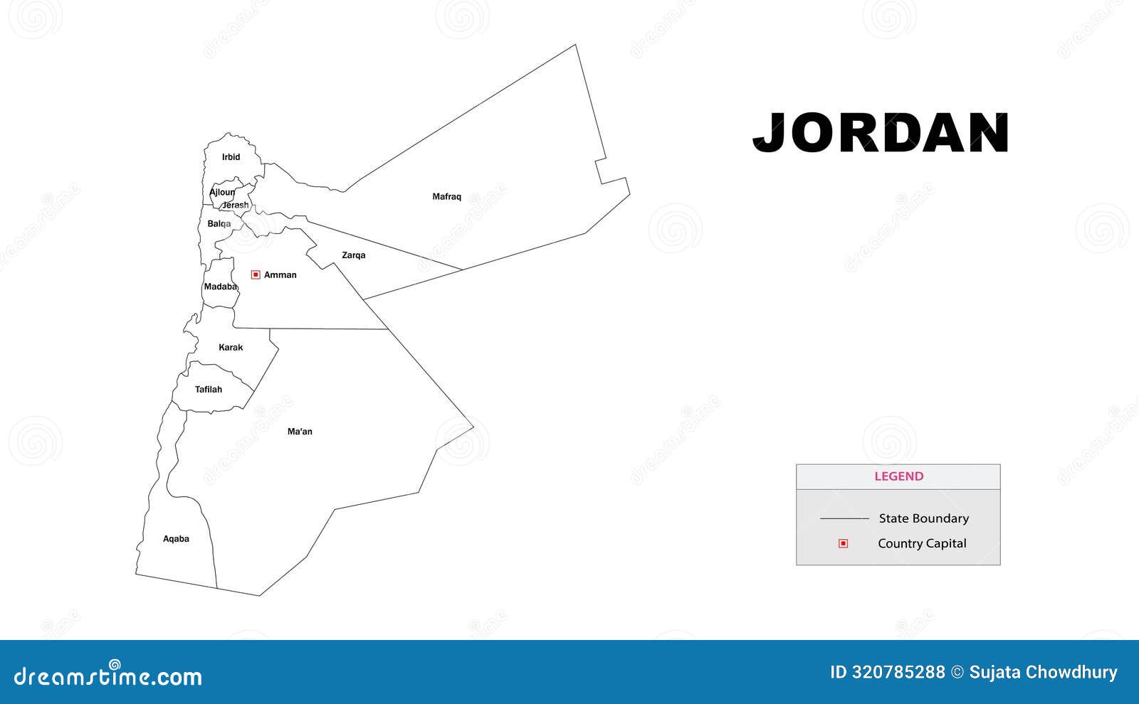 Jordan Map. State and District Map of Jordan Stock Vector ...