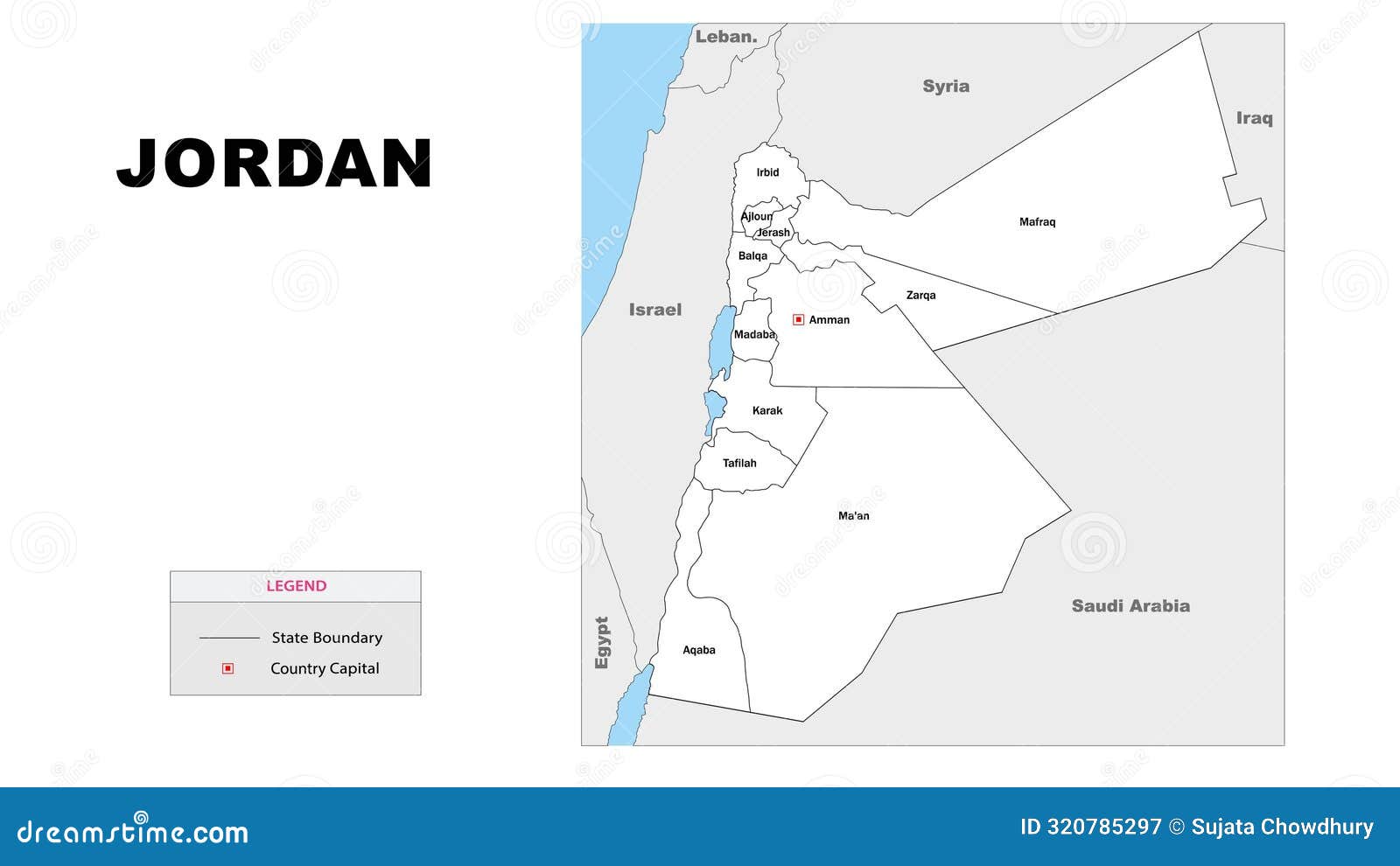 Jordan Map. State and District Map of Jordan Stock Vector ...