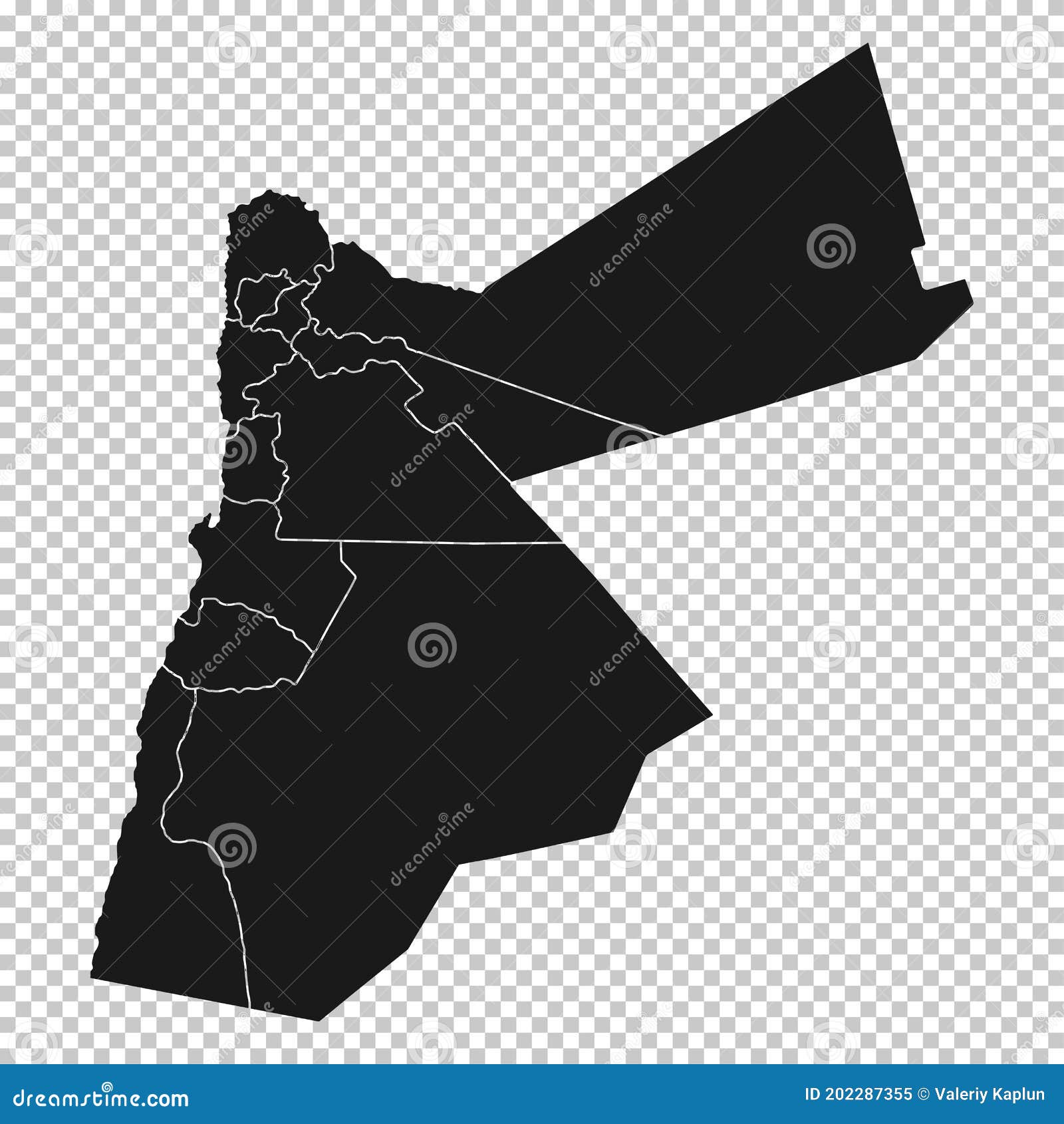 Jordan Map - Vector Solid Contour and State Regions on Transparent ...