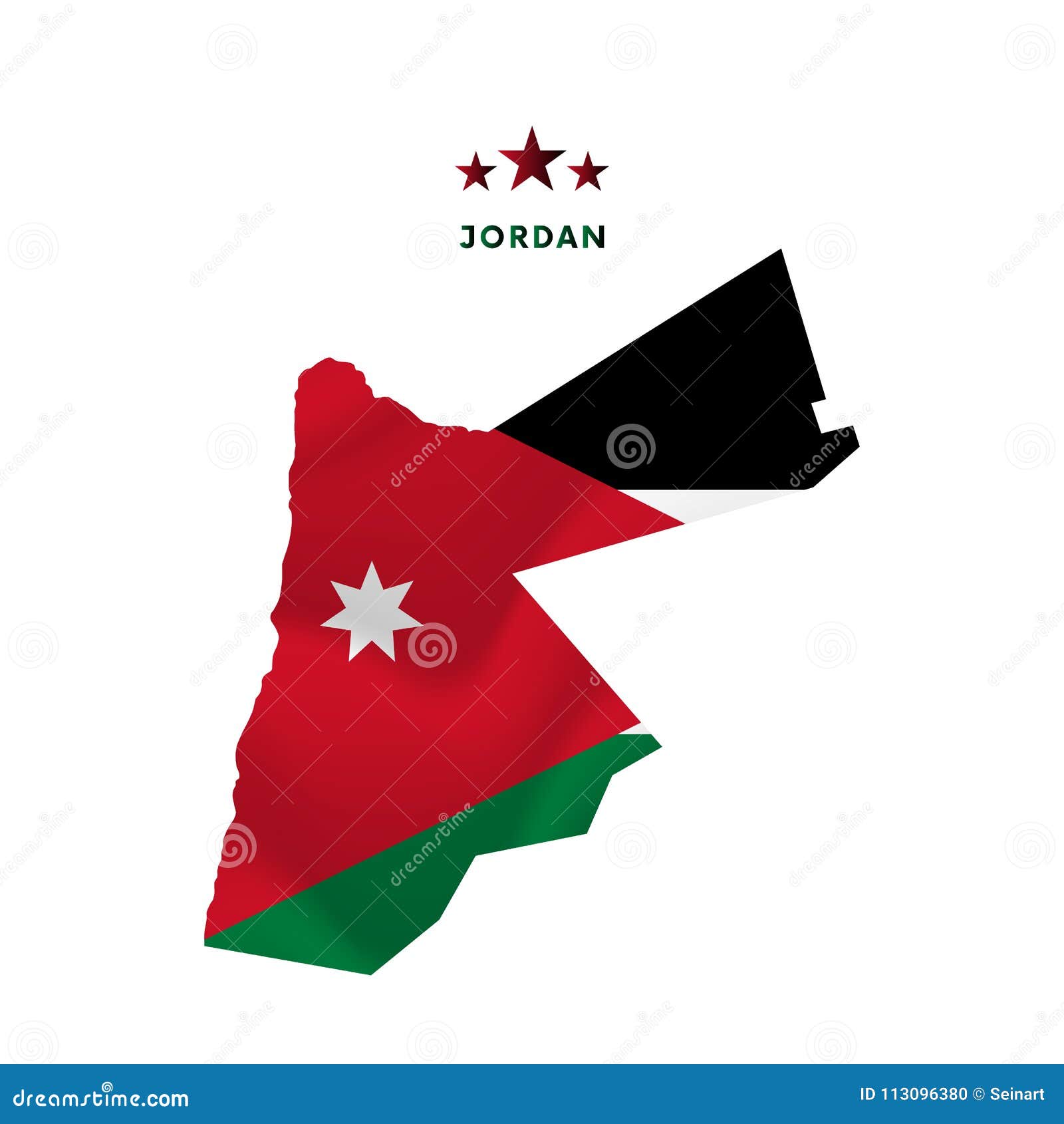Jordan Map with Waving Flag. Vector Illustration. Stock Vector ...