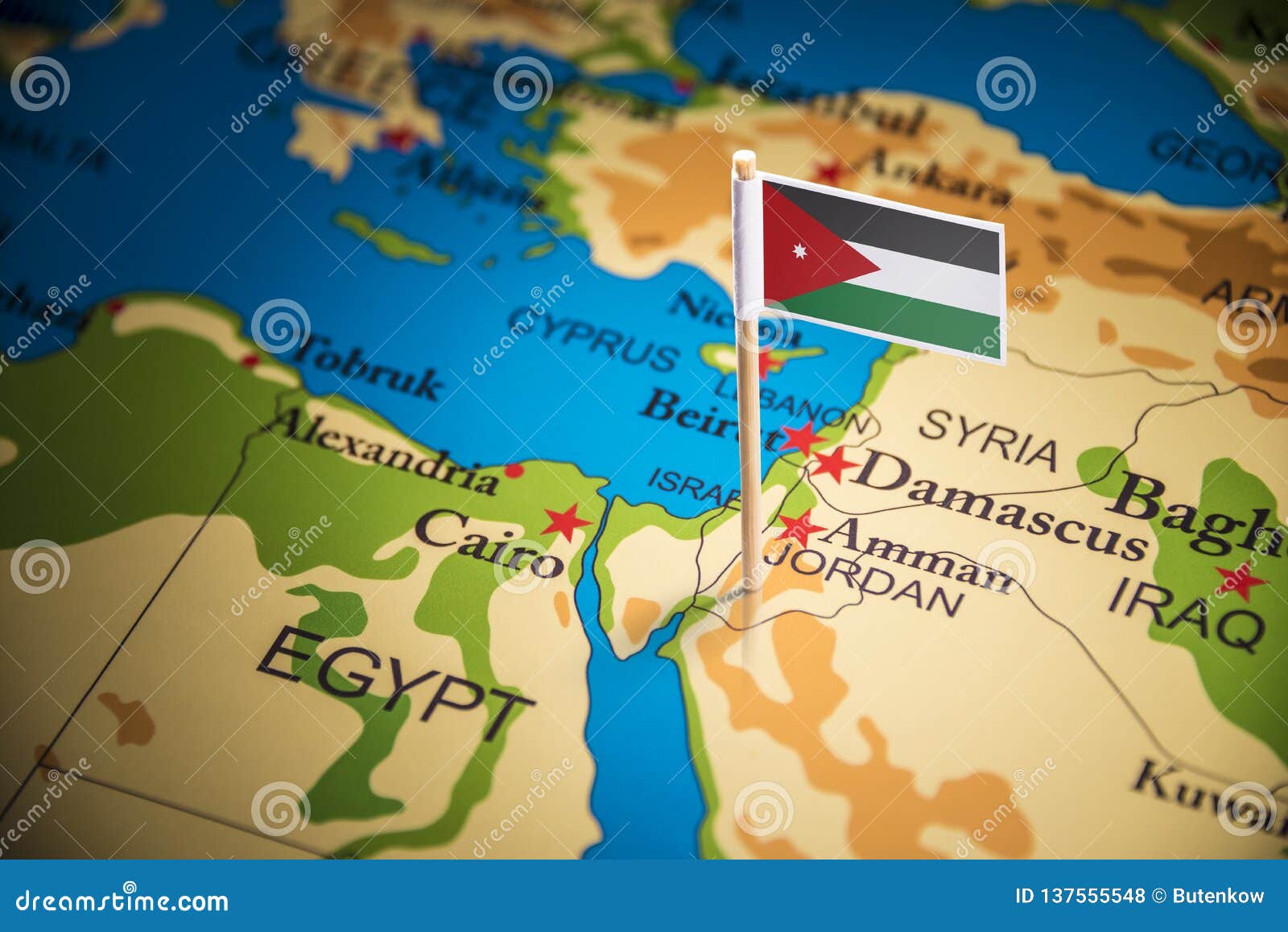 Flag Of Jordan Strip Waving Texture Fabric Background, National Symbol ...