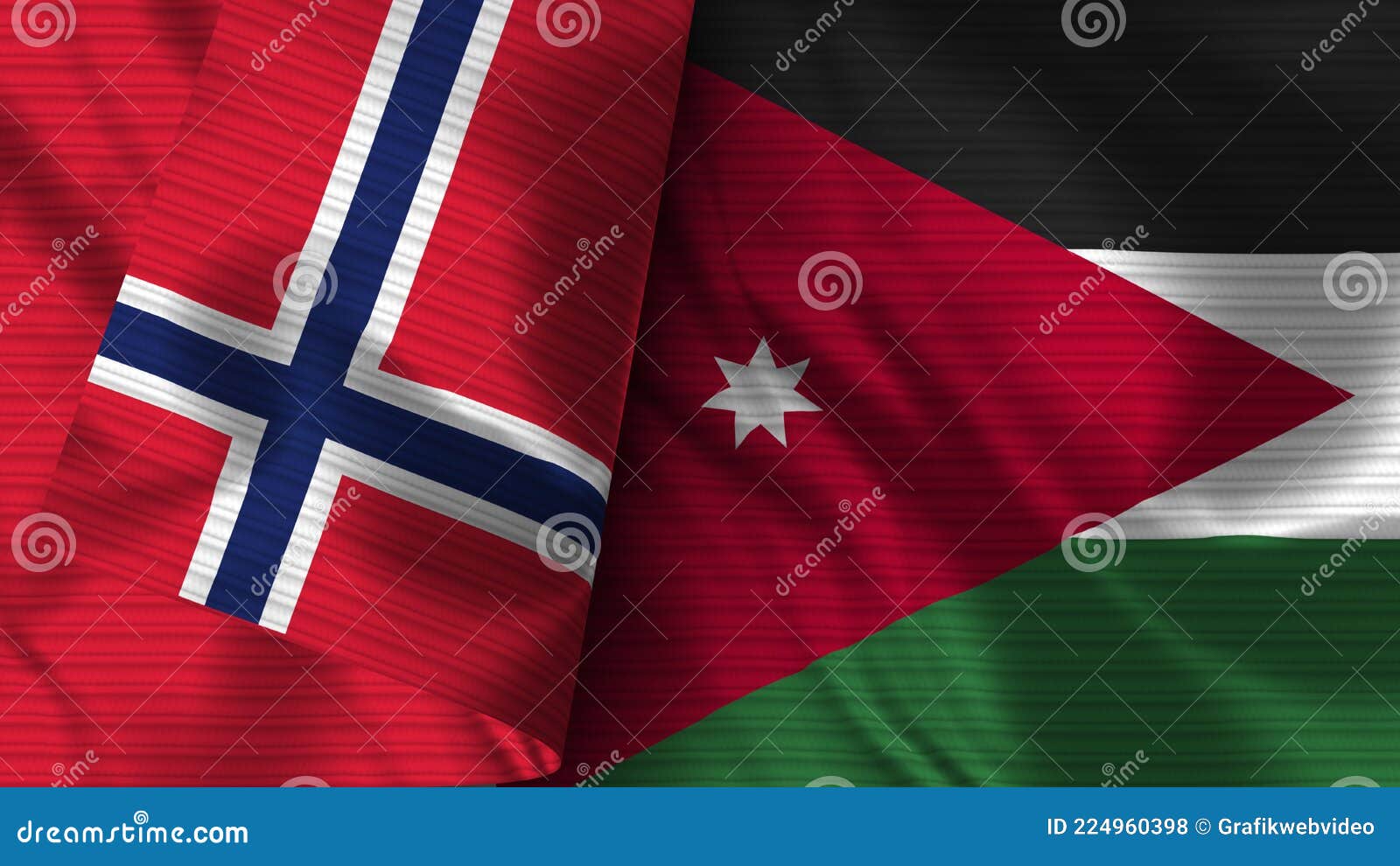 Jordan and Norway Realistic Flag â€“ Fabric Texture Illustration Stock ...
