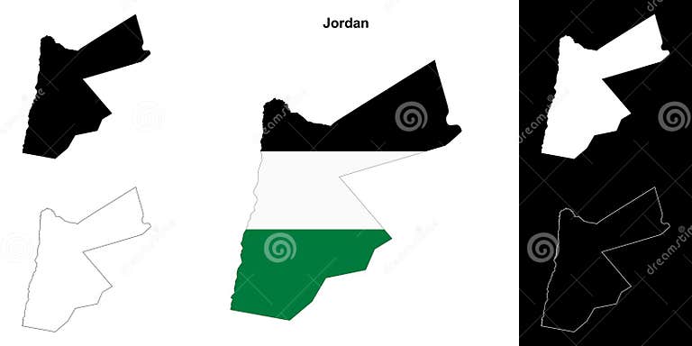 Jordan outline map stock illustration. Illustration of contour - 323785028