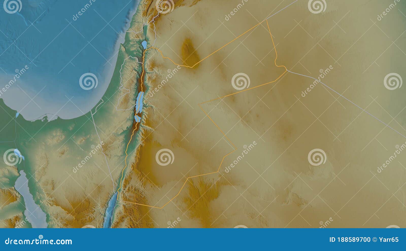 Jordan - overview. Relief stock illustration. Illustration of region ...