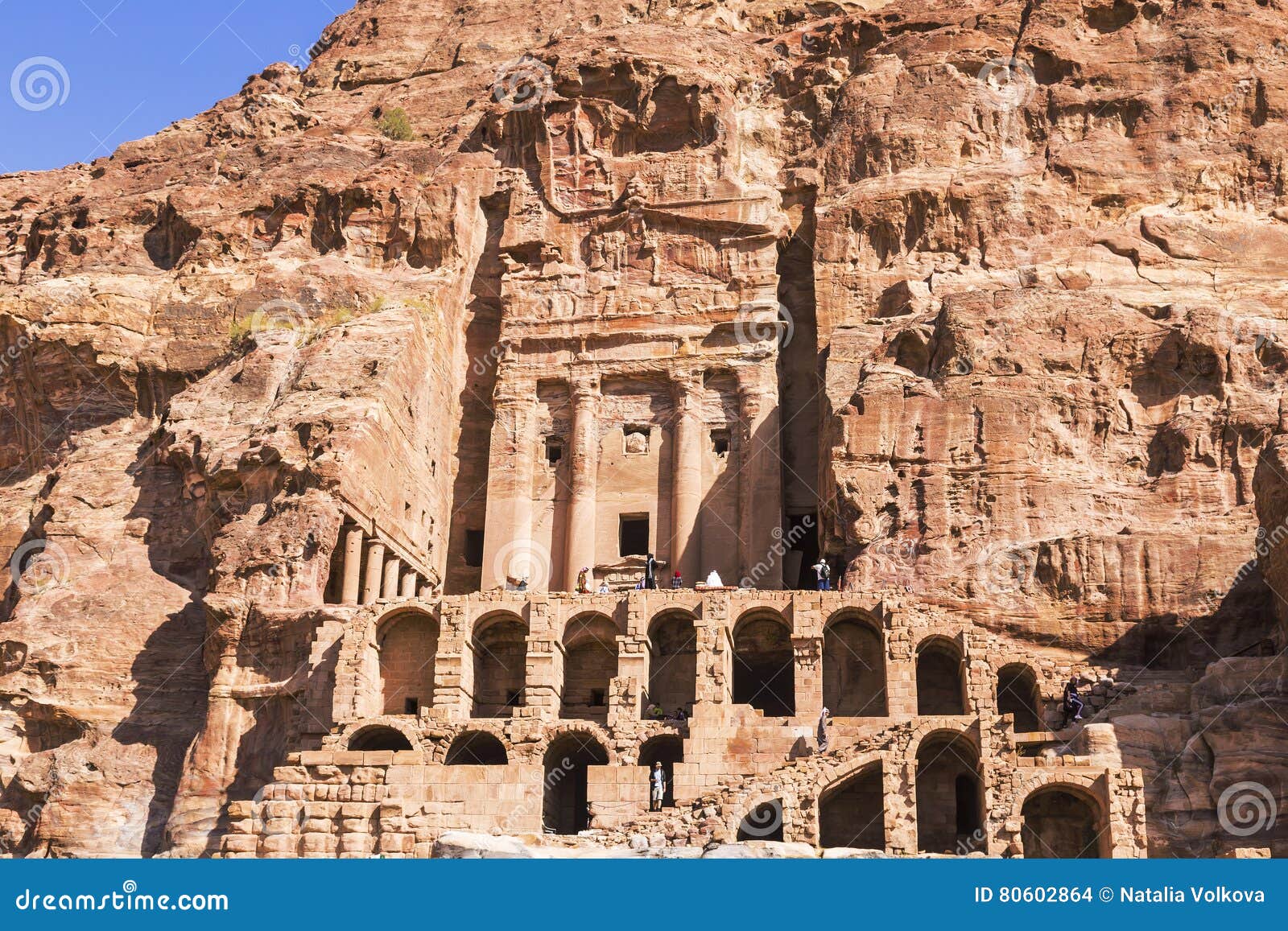 Jordan, Petra, Royal tombs editorial stock image. Image of column ...