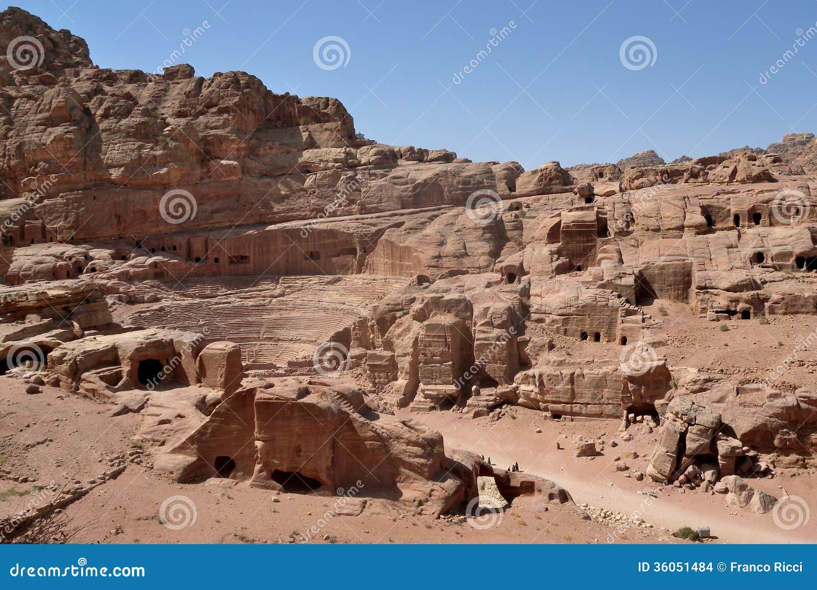 Jordan. Petra. City In Caves In Pink Mounting. Houses, Palaces And ...