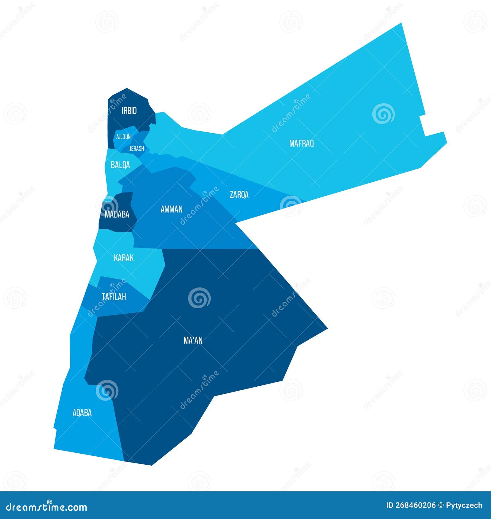 Jordan Political Map of Administrative Divisions Stock Vector ...