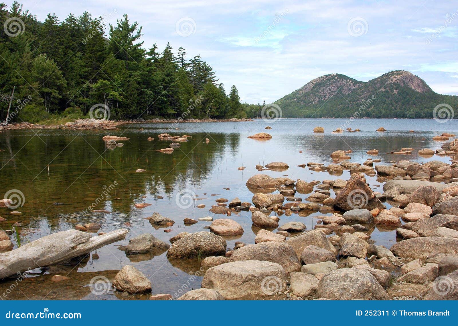 Low view of Jordan Pond stock image. Image of rocky, overcast - 252311
