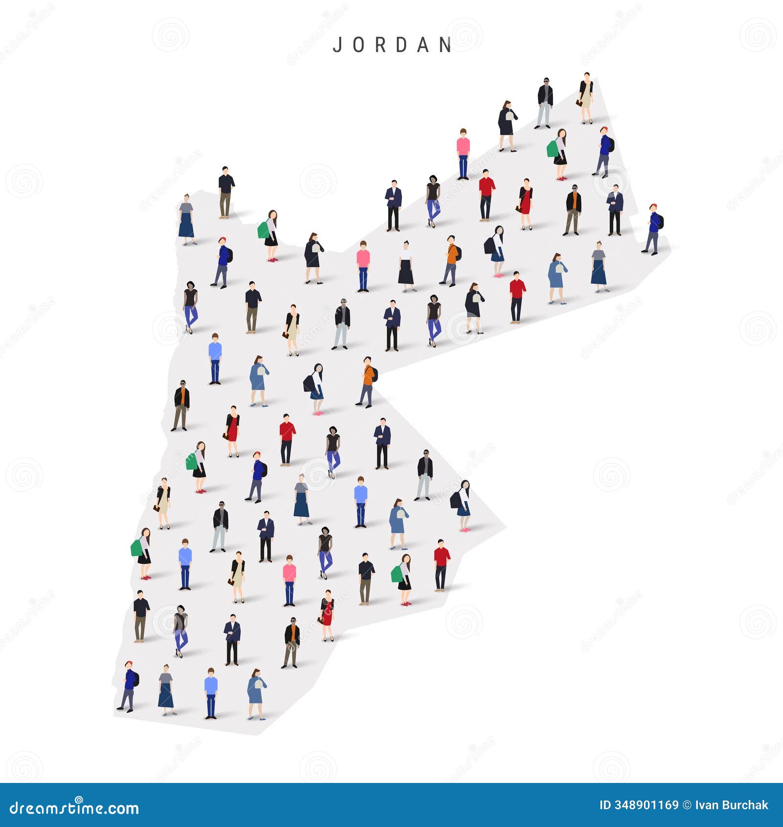Jordan People Icon Map. Stylized Vector Silhouette Of Jordan ...