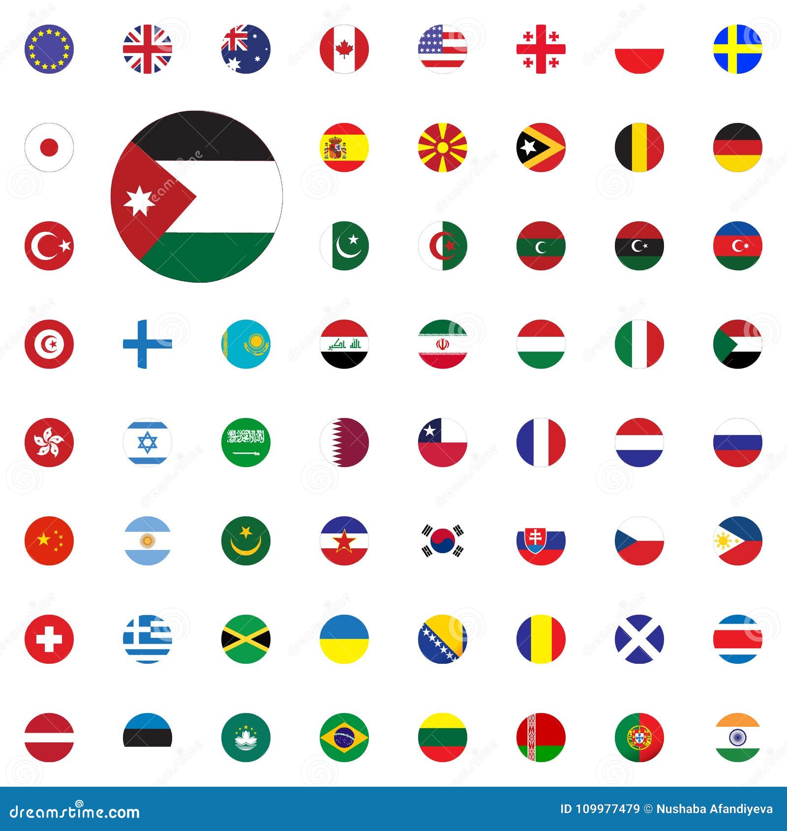 Jordan Round Flag Icon. Round World Flags Vector Illustration Icons Set ...