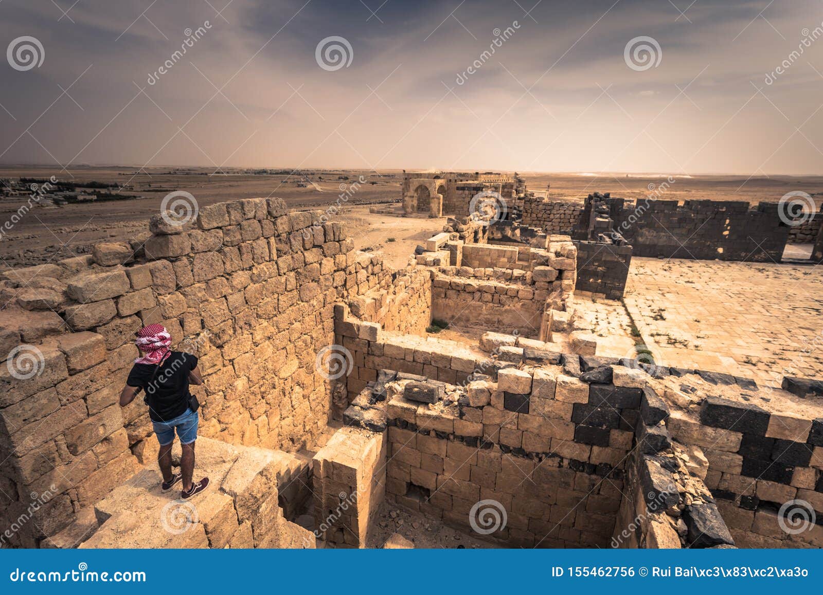Jordan - September 30, 2018: Ruins of an Ancient Castle in the Dunes of ...