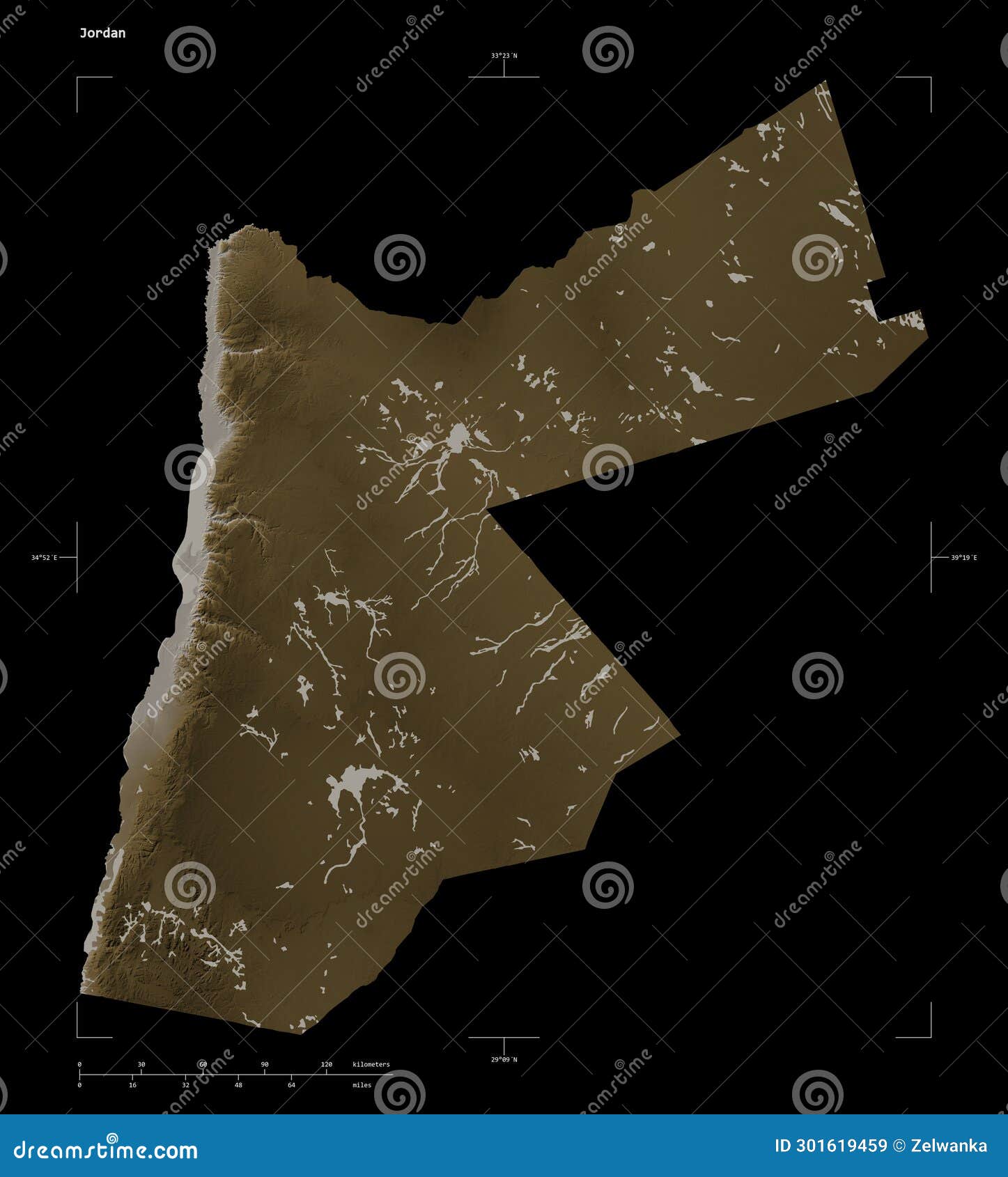 Jordan Shape on Black. Sepia Stock Illustration - Illustration of ...