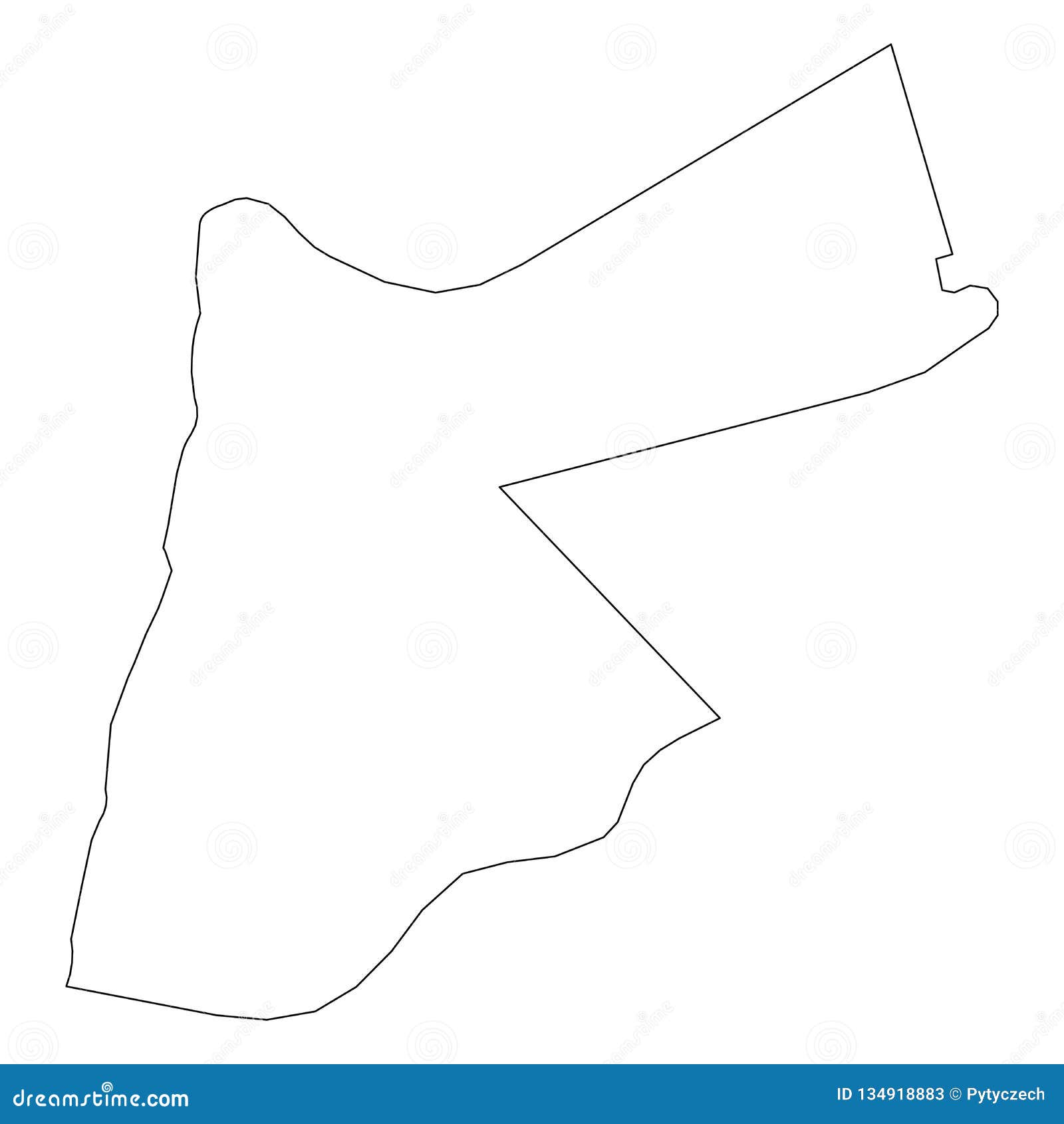 Jordan - Solid Black Outline Border Map of Country Area. Simple Flat ...