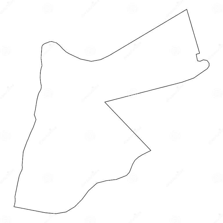 Jordan - Solid Black Outline Border Map of Country Area. Simple Flat ...