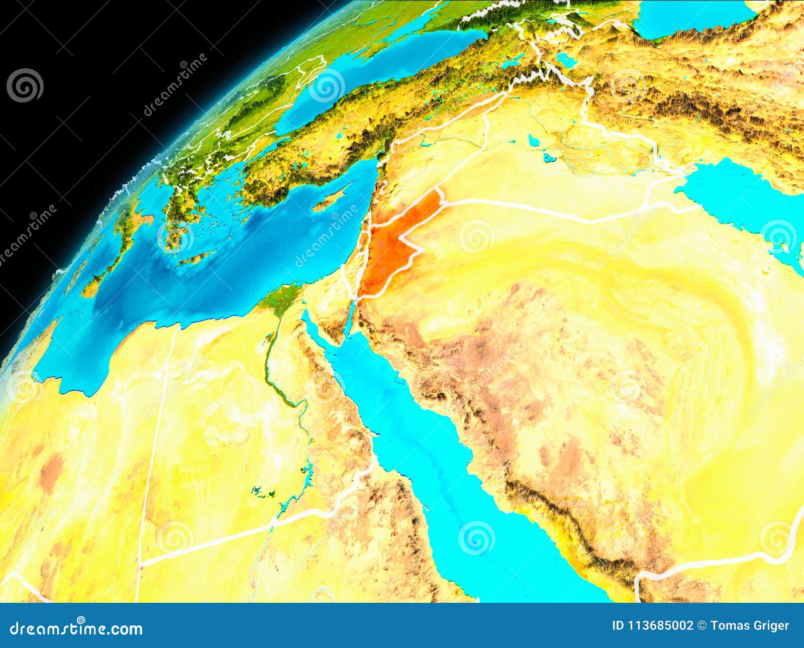 Jordan from space stock illustration. Illustration of lines - 113685002