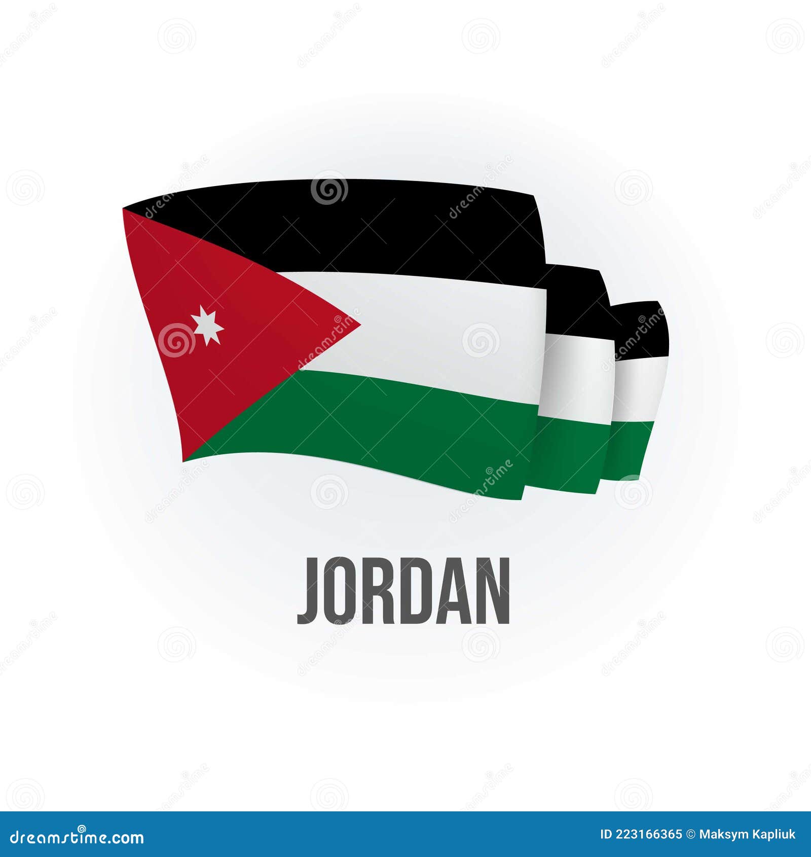 Jordan Vector Flag. Bended Flag of Jordan, Realistic Vector ...