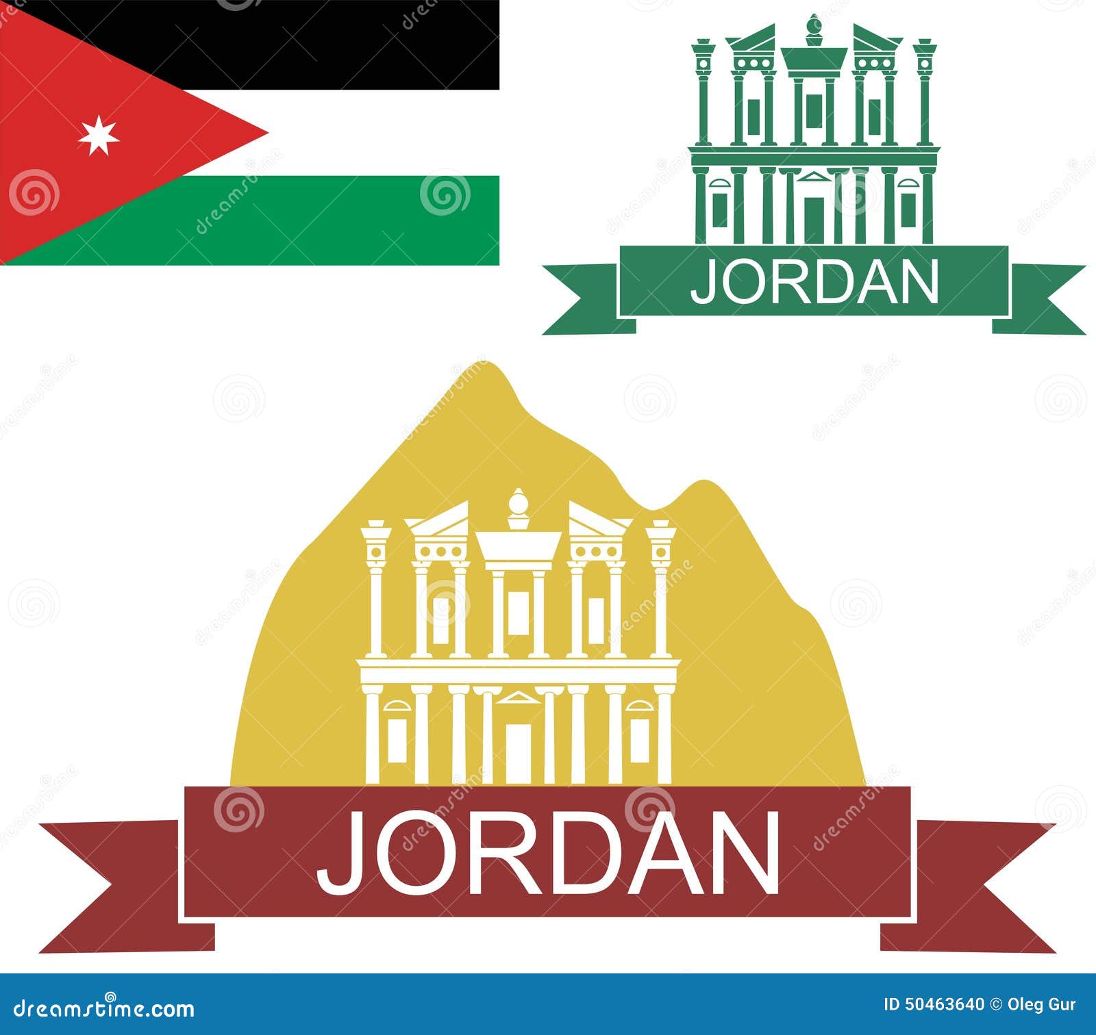Jordan stock vector. Illustration of emblem, petra, gold - 50463640
