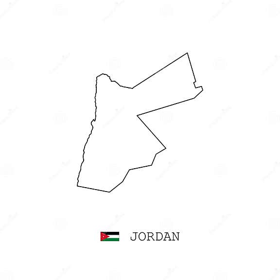 Jordan Vector Map Outline, Line, Linear. Jordan Black Map on White ...