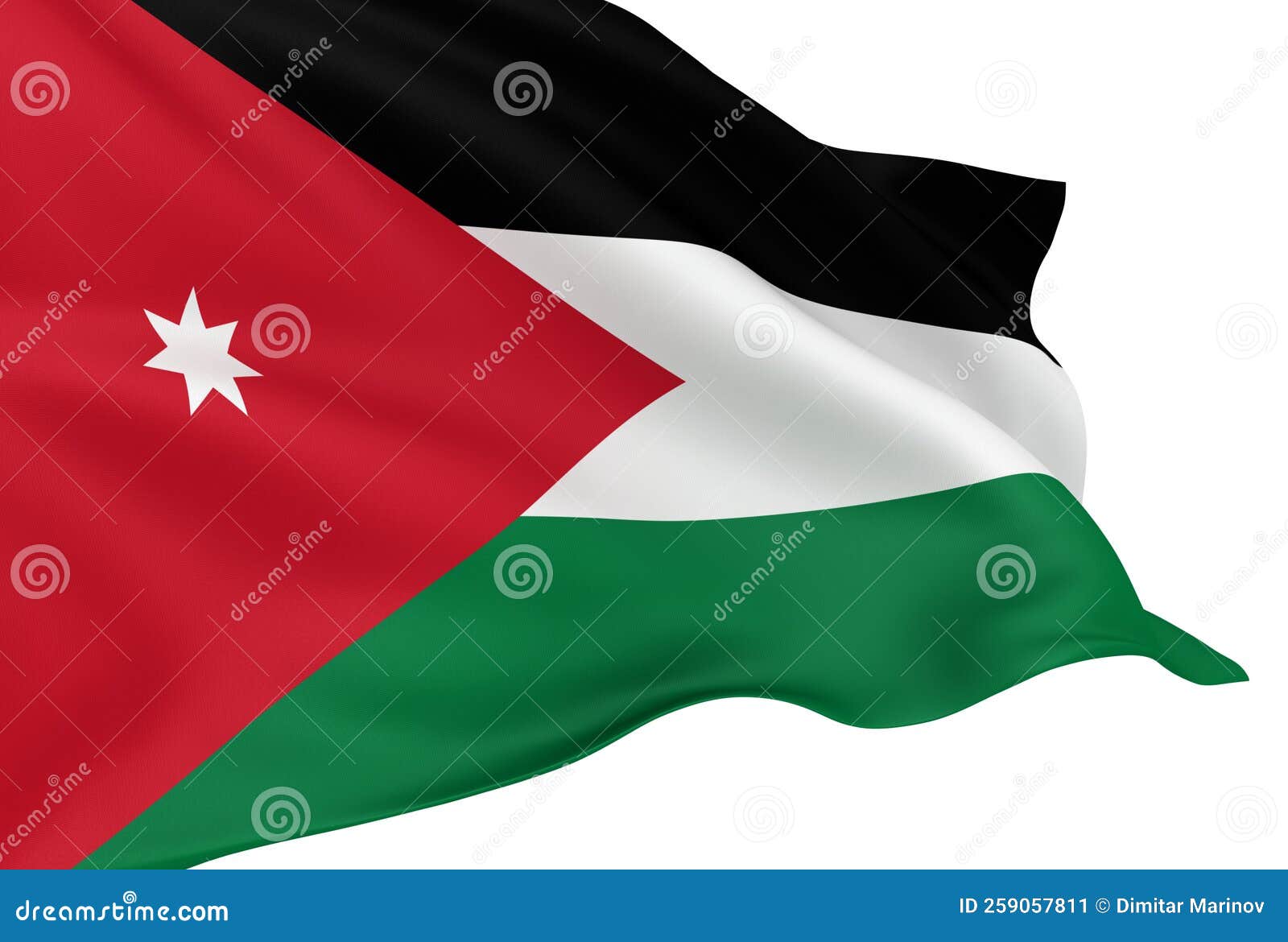 Jordanian Flag. Isolated Realistic Wave Flag Of Jordan Country On ...