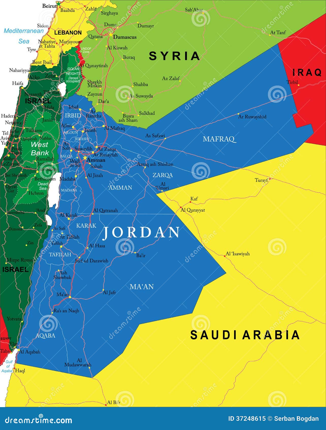 Jordanien-Karte vektor abbildung. Illustration von ägypten - 37248615