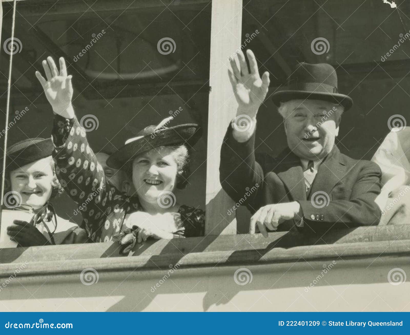 Joseph And Enid Lyons Wave Farewell From The Deck Of A Ship In Brisbane ...