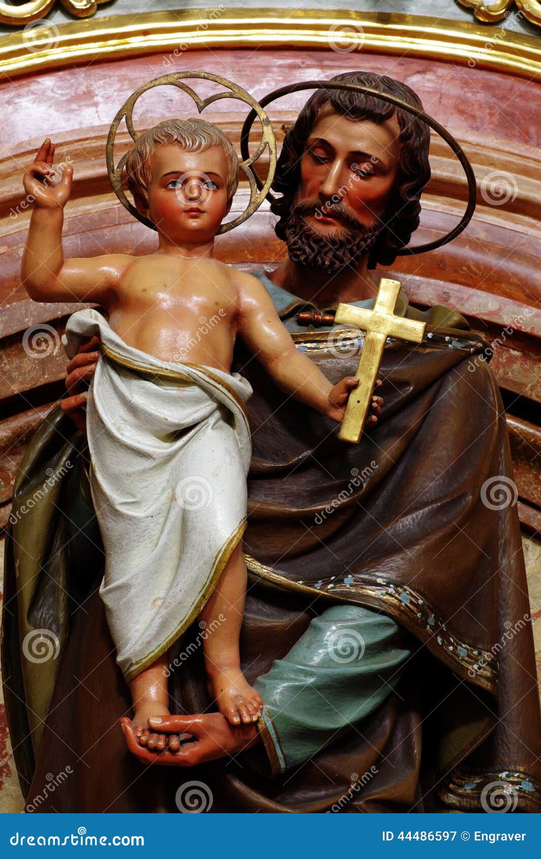Joseph and Jesus Baroque Sculpture Stock Image - Image of statue ...