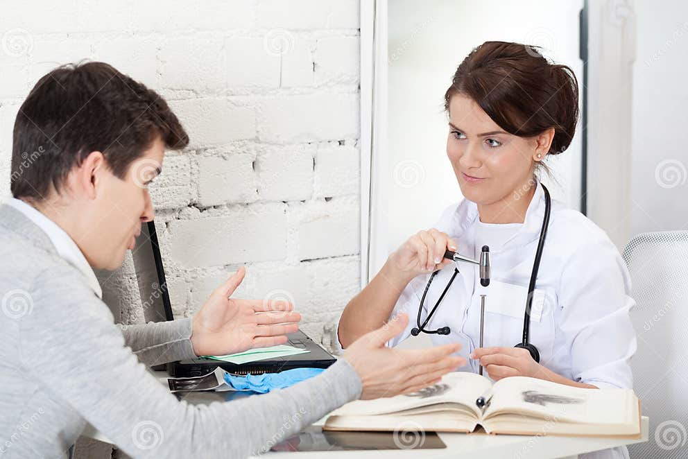 Joshing patient stock photo. Image of brunette, exam - 28233464
