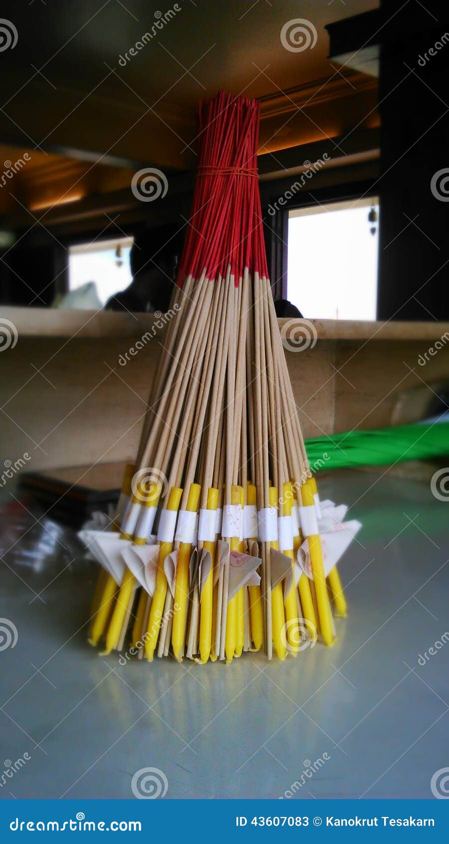 Joss Sticks, Gold Leaves and Candles Stock Image - Image of joss, gold ...