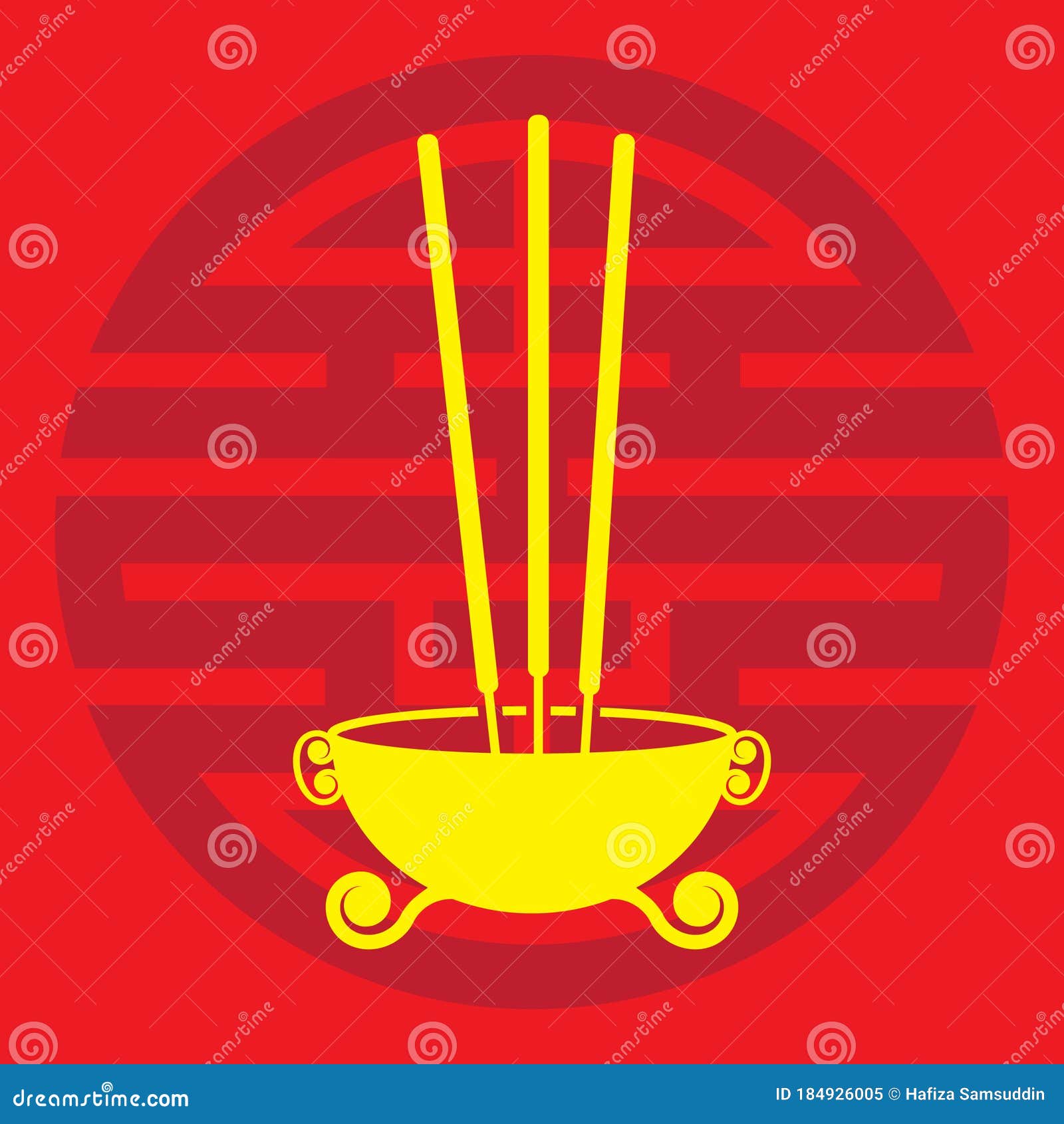 Joss Sticks Sticker In Trendy Line Cut Isolated On Blue Background ...