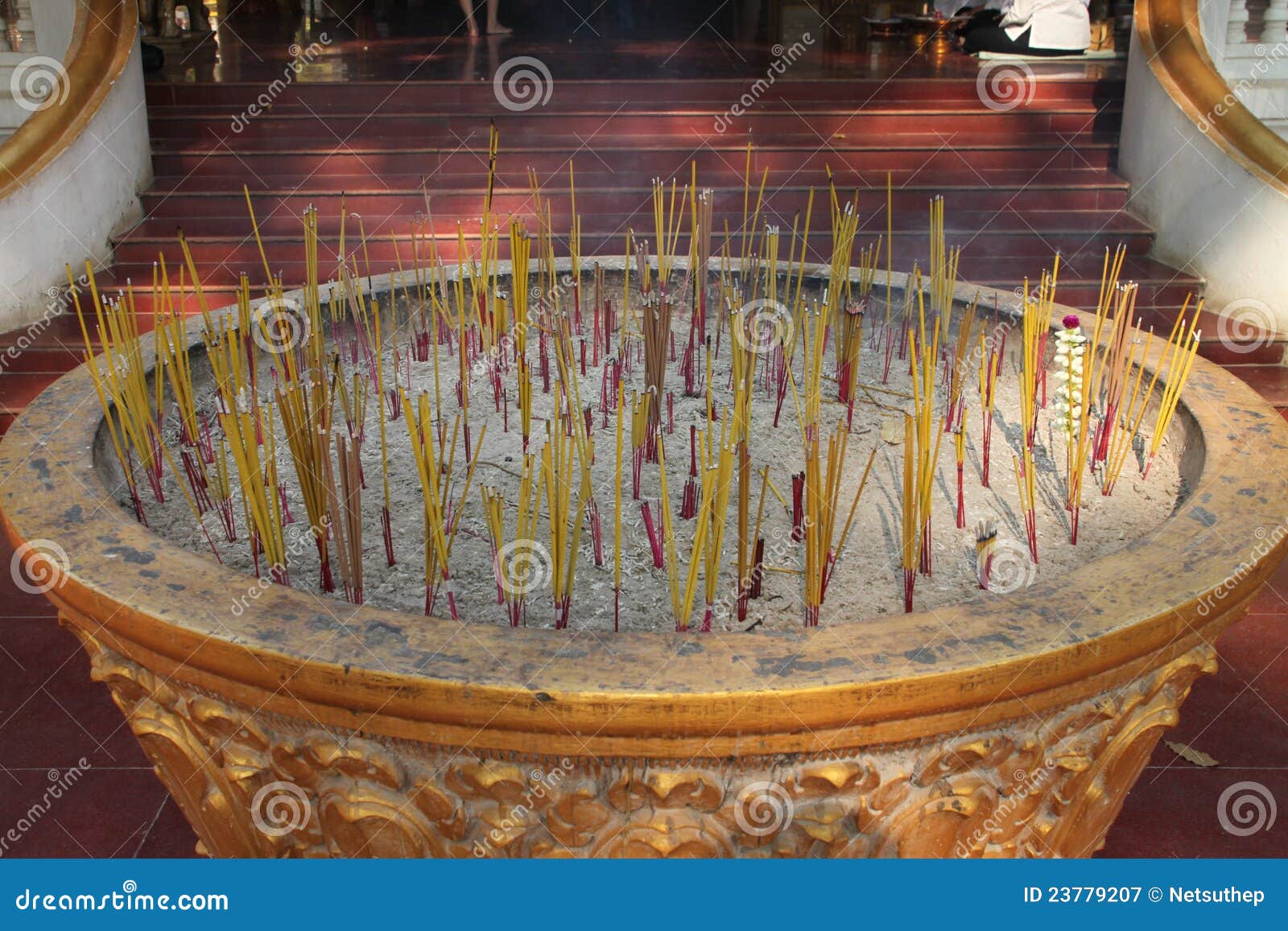 Joss Sticks in Pot for Buddha Offering Stock Image - Image of joss ...