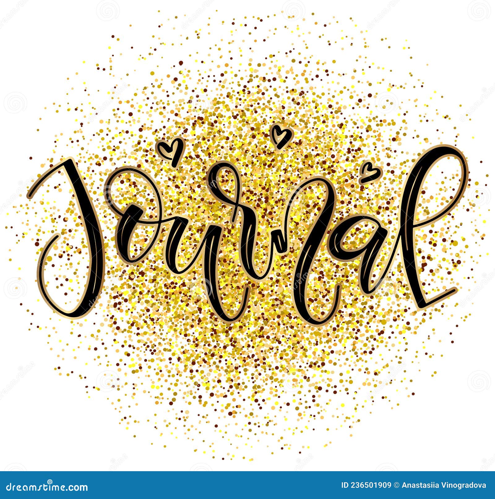 Journal - Black Lettering on Gold Glitter Background, Vector ...