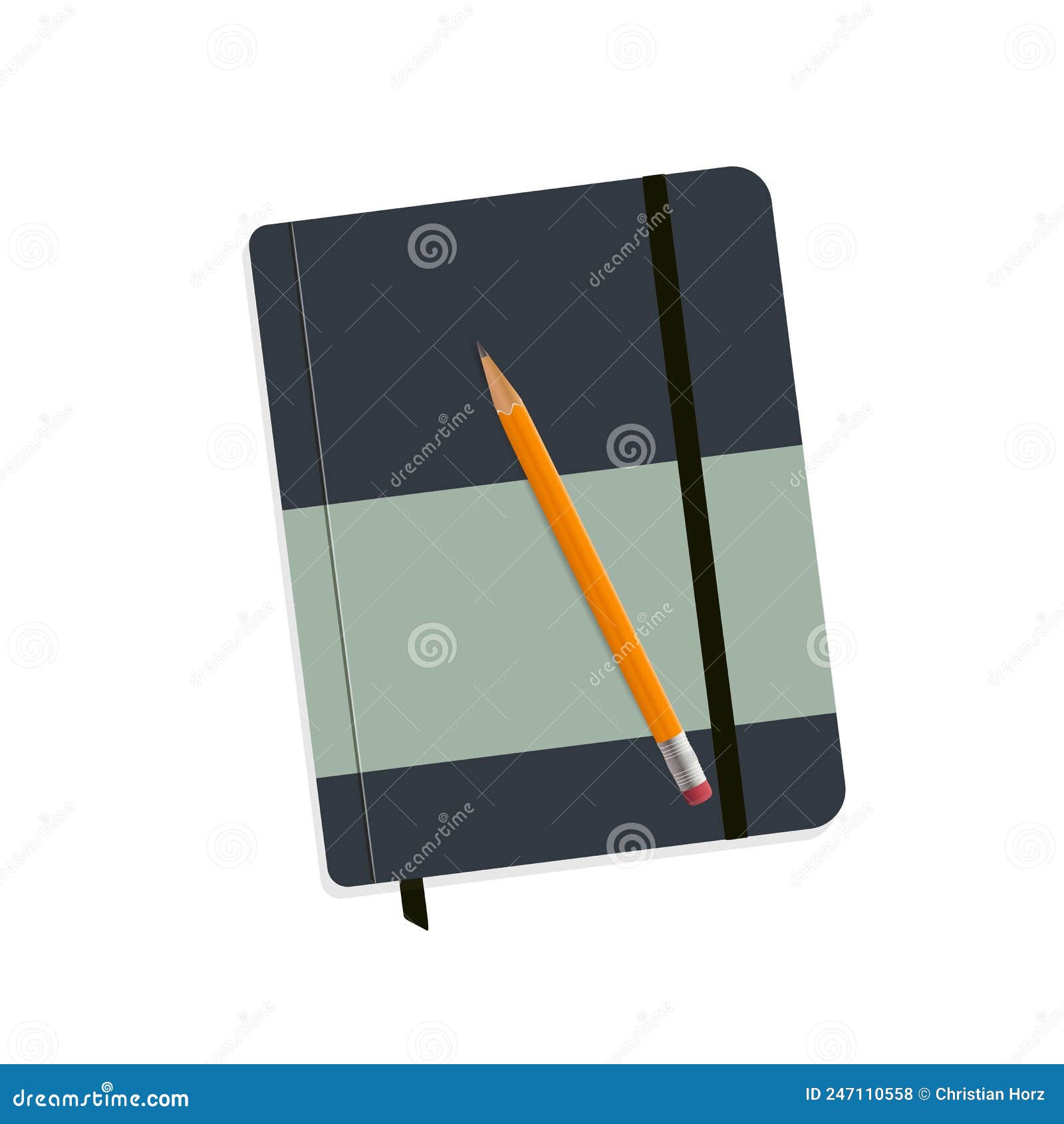 Journal or Diary with Pencil on White Background Stock Vector ...