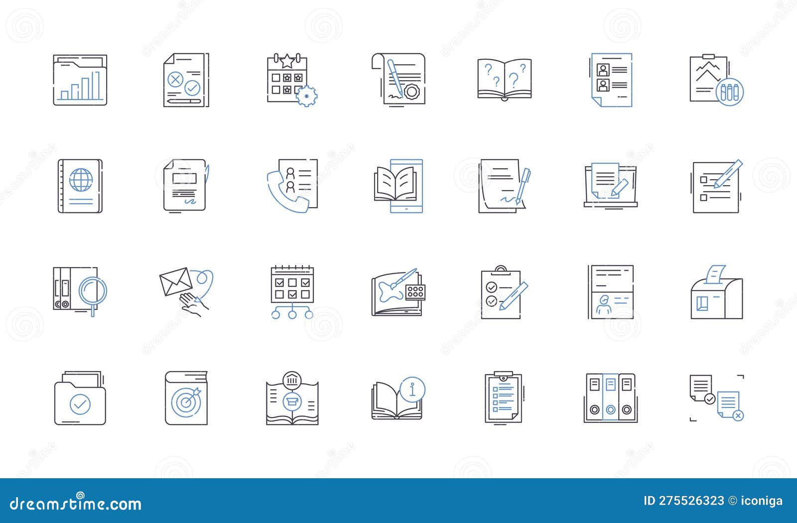 Journal Publication Line Icons Collection. Analysis, Authorship ...