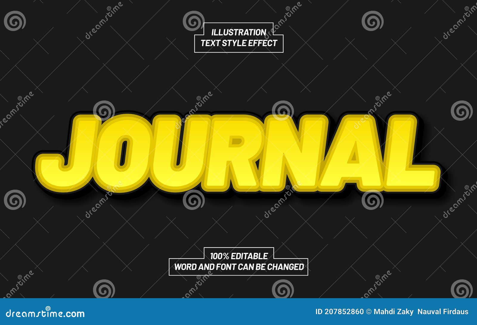 Journal Yellow Text Style Effect Stock Vector - Illustration of edit ...