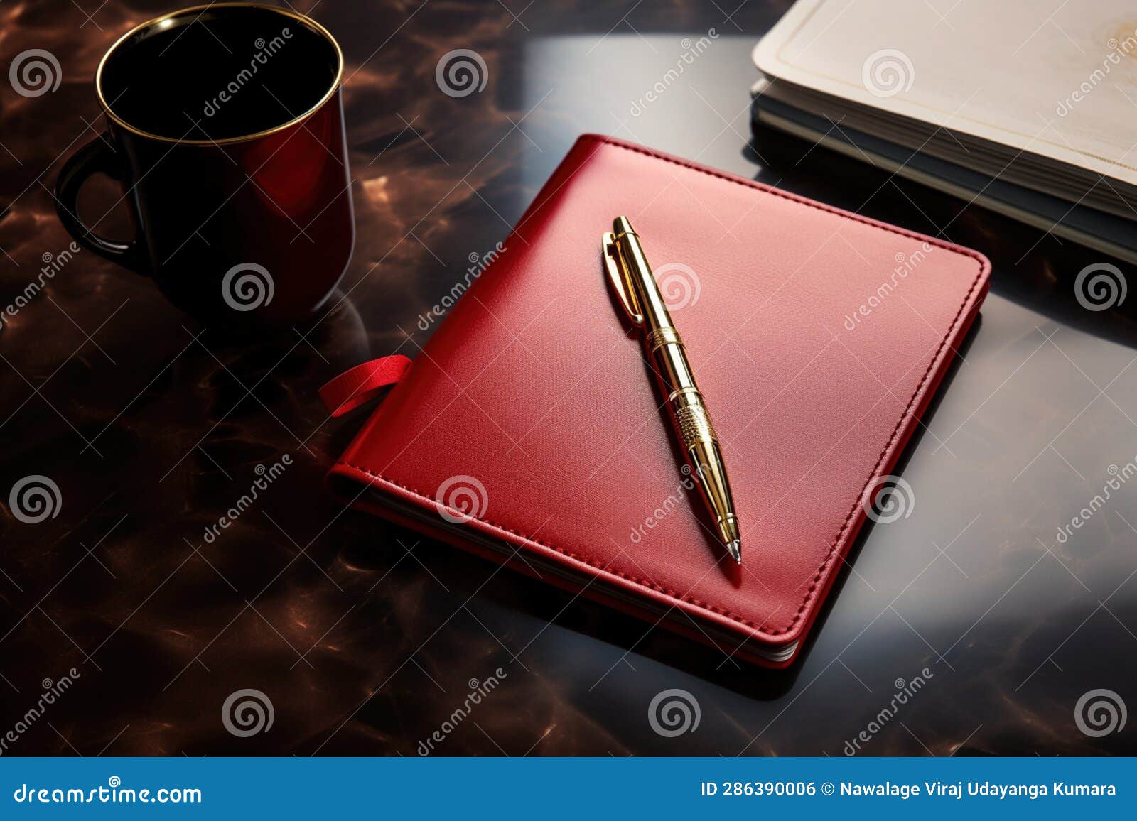 Journal on Desk with Pen. Generative Ai Stock Illustration ...